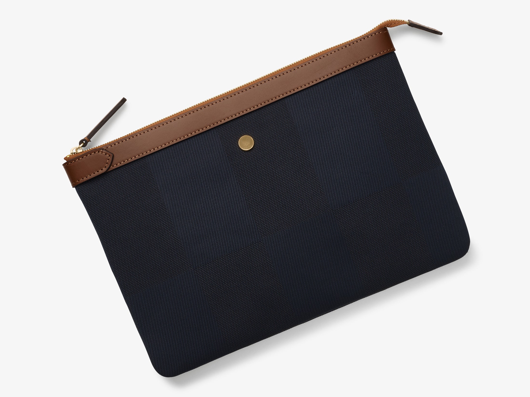 M/S Pouch Large, Pioneer Blue/Cuoio – Graphic Jacquard Laptop Pouch | Mismo